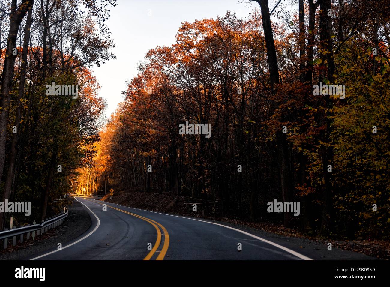 West Virginia rural countryside road highway in autumn fall at Canaan ...