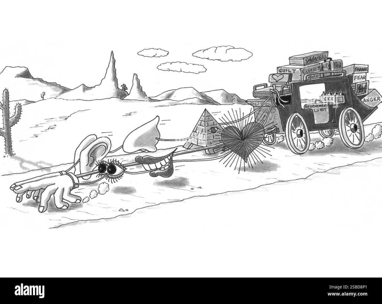 Instead of horses, seven senses body parts are all attached to a ...