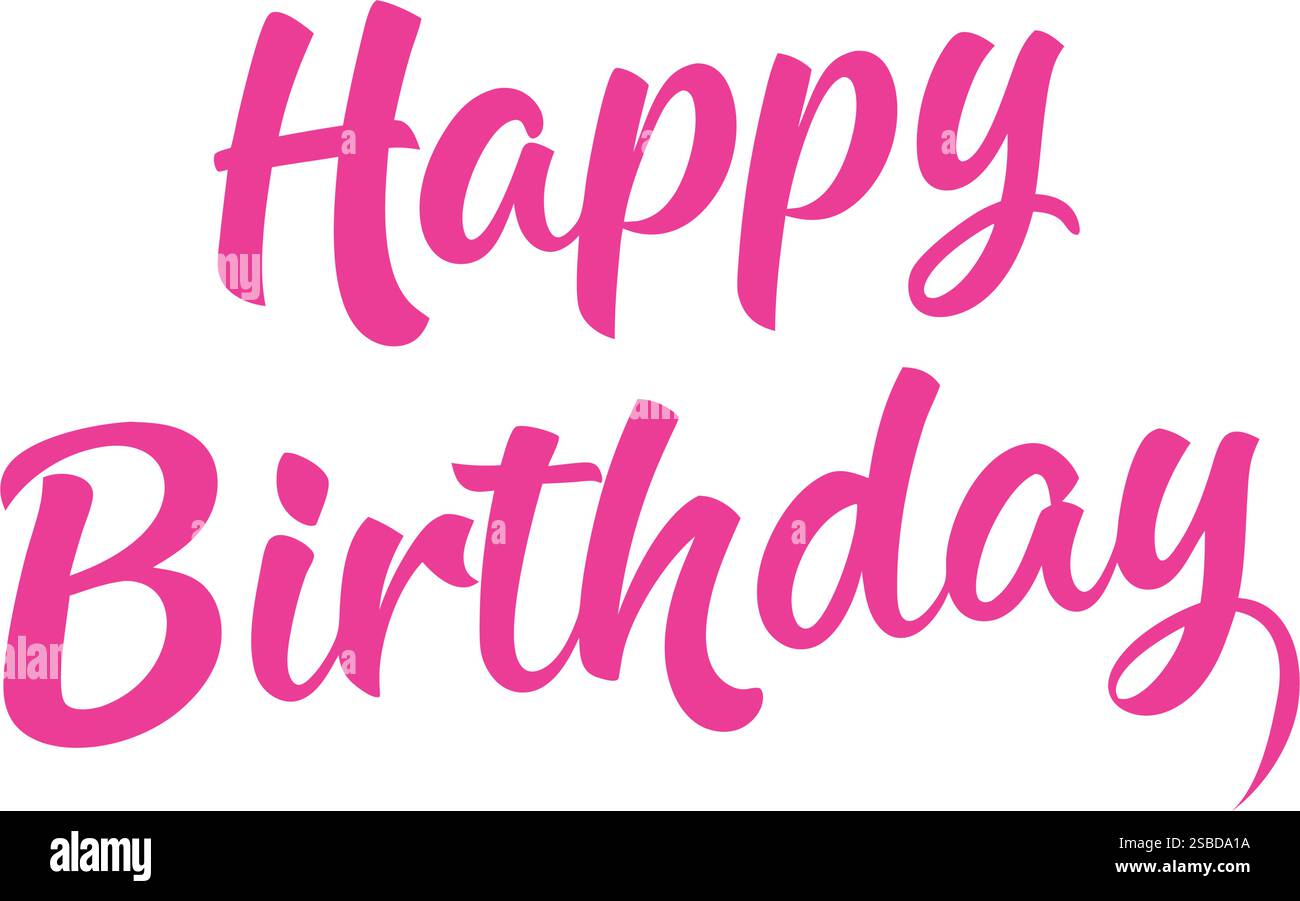 Happy Birthday Pink Text Typography Illustration Vector Stock Vector ...