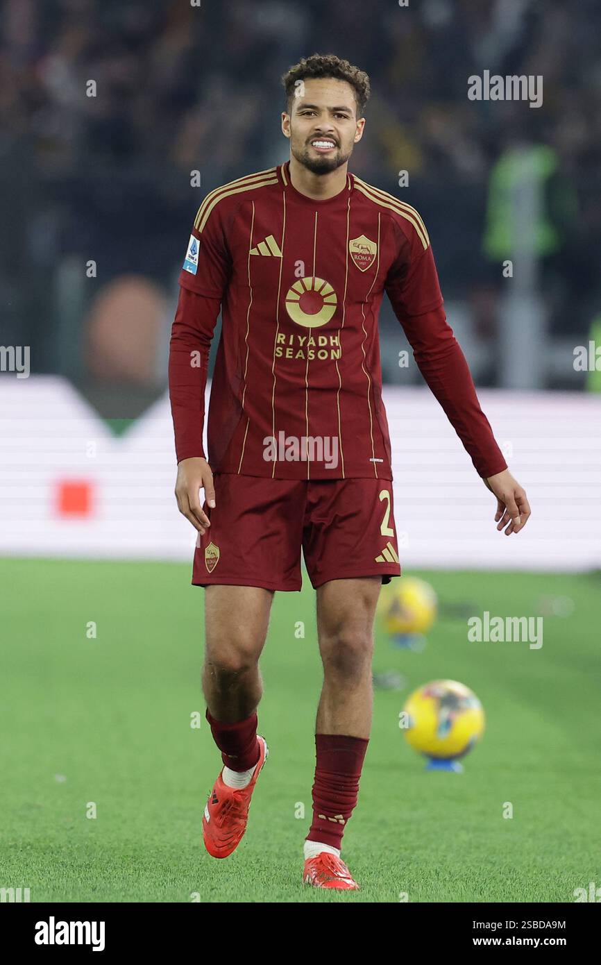 Roma’s Dutch defender Devyne Rensch looks during the Serie A football ...