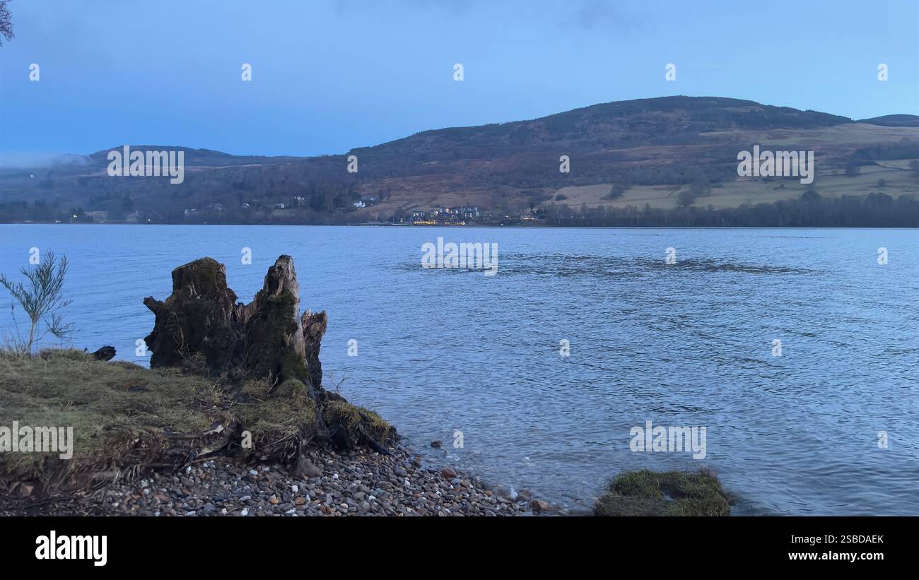 Loch Tay at Kenmore. Tayouth. Landscape view of Loch and hills in the ...