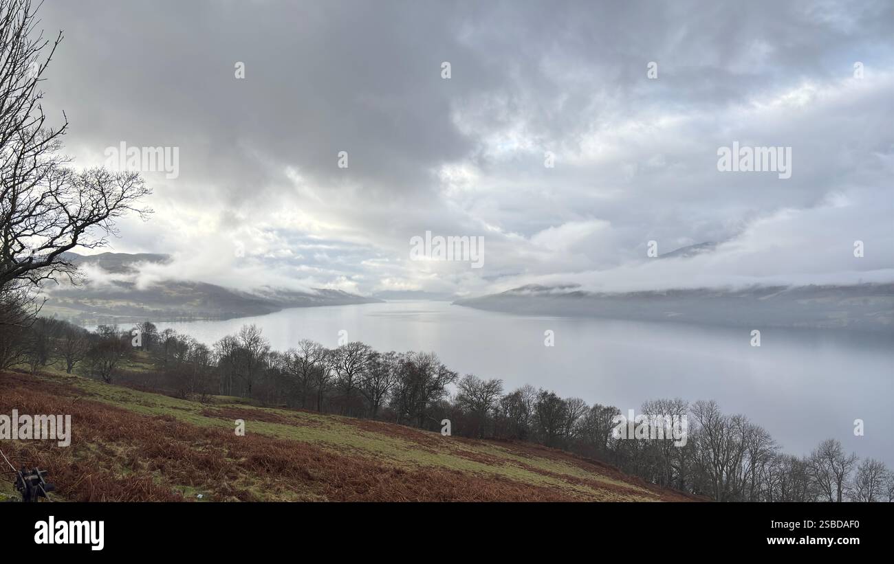Loch Tay at Kenmore. Tayouth. Landscape view of Loch and hills in the ...