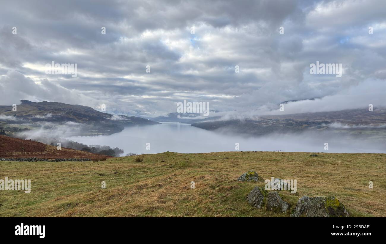 Loch Tay at Kenmore. Tayouth. Landscape view of Loch and hills in the ...