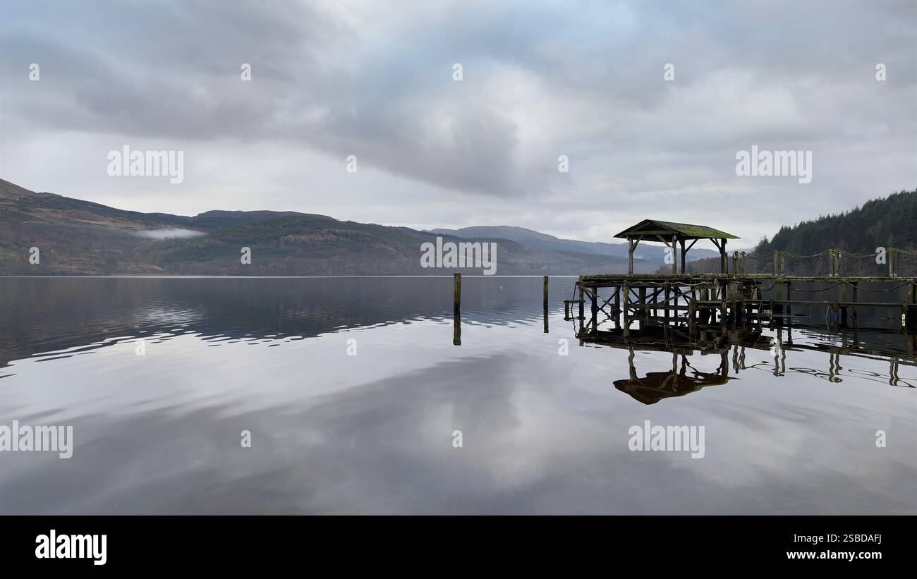 Loch Tay at Kenmore. Tayouth. Landscape view of Loch and hills in the ...