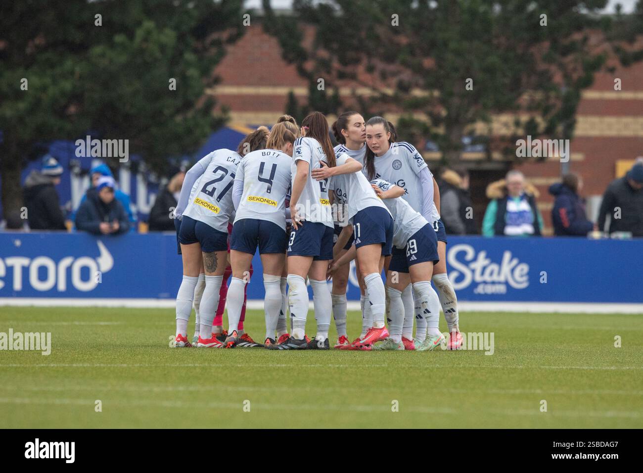 Liverpool, UK. 2nd Feb, 2025. Leicester City team huddle ahead of the ...