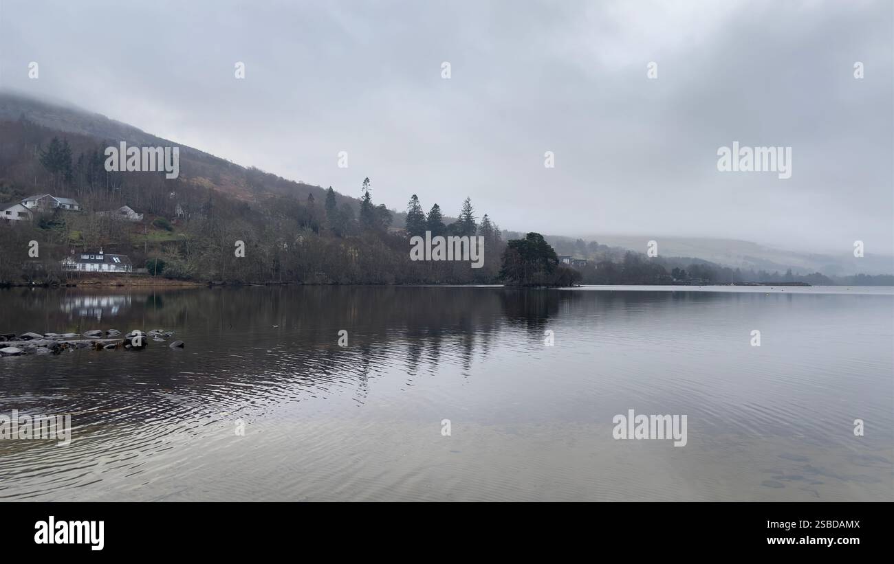 Loch Tay at Kenmore. Tayouth. Landscape view of Loch and hills in the ...
