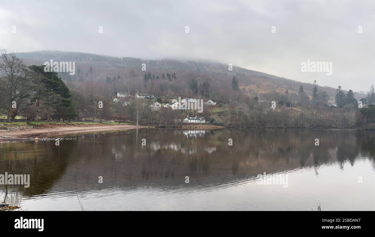 Loch Tay at Kenmore. Tayouth. Landscape view of Loch and hills in the ...