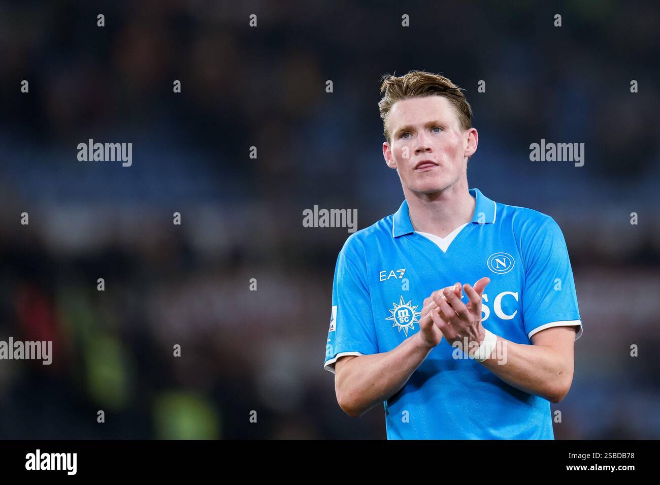 Rome, Italy. 02nd Feb, 2025. Scott McTominay of SSC Napoli gestures at ...
