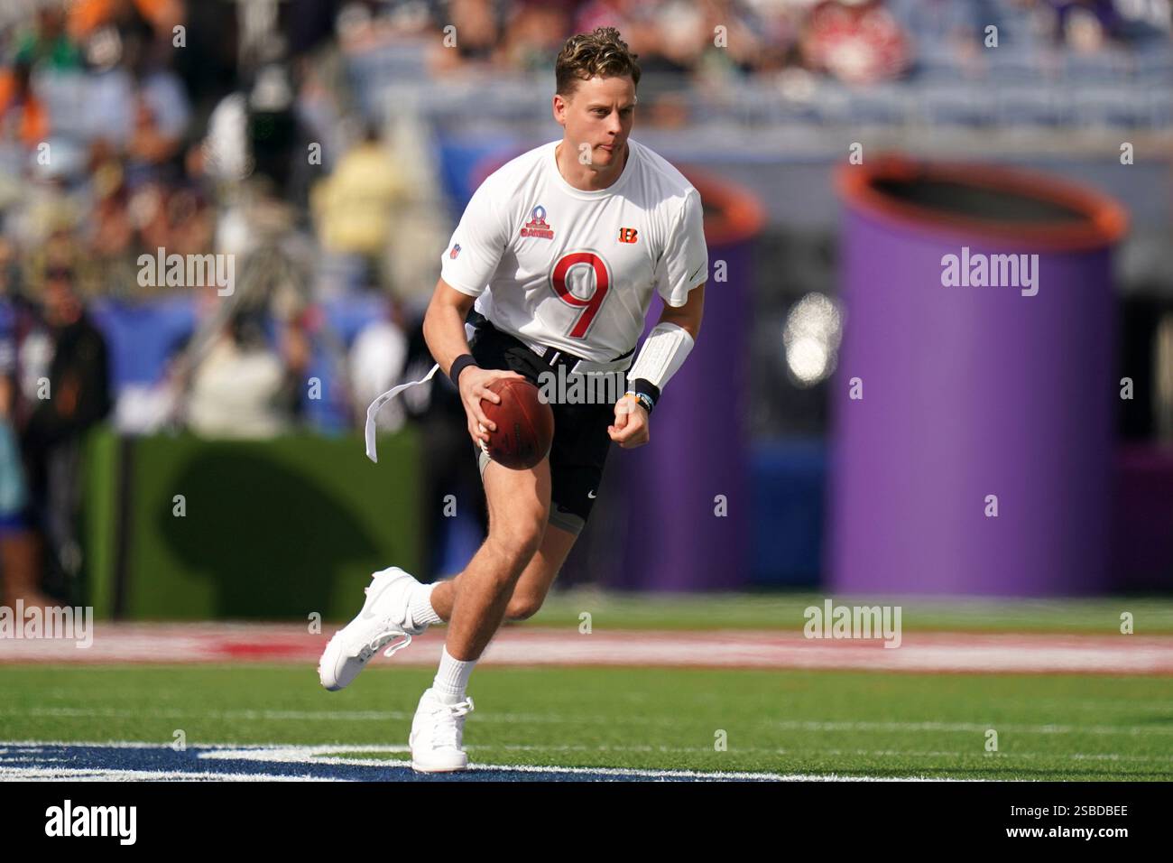 AFC quarterback Joe Burrow (9), of the Cincinnati Bengals, plays ...