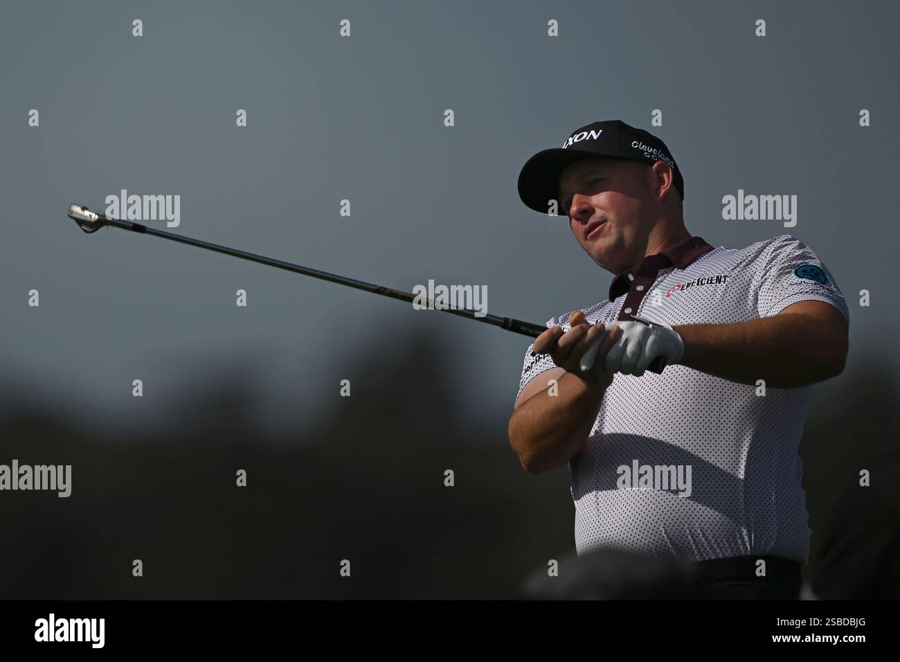 Sepp Straka hits from the fifth tee at Pebble Beach Golf Links during ...