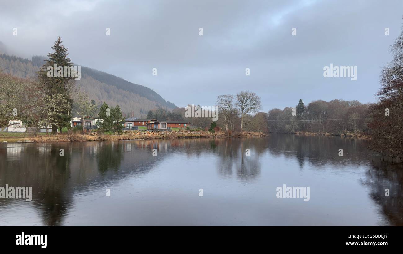 River Tay at Kenmore. Scottish highlands with hills Stock Photo - Alamy