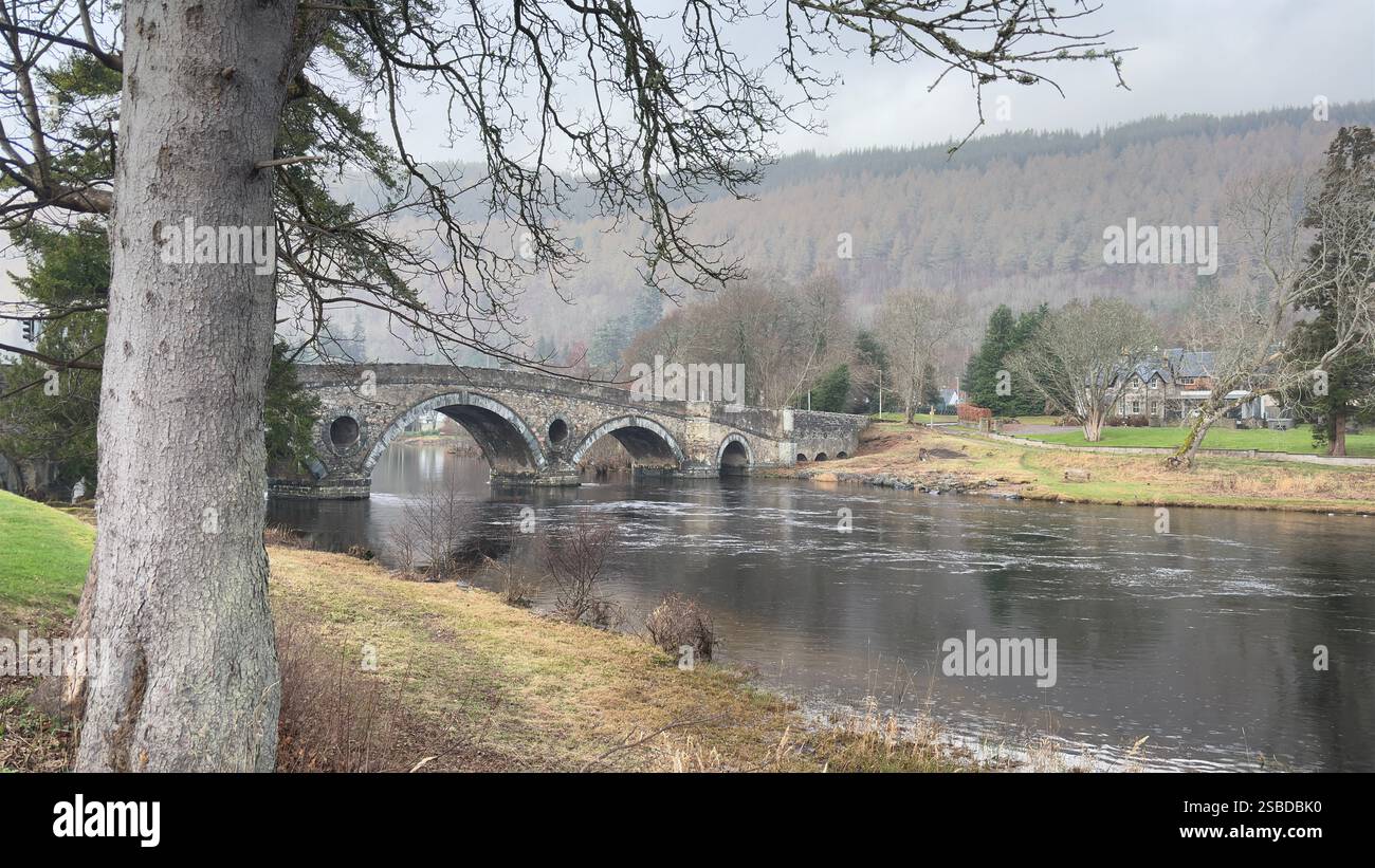 Kenmore Bridge across the River Tay. Tayouth. Landscape view of Loch ...