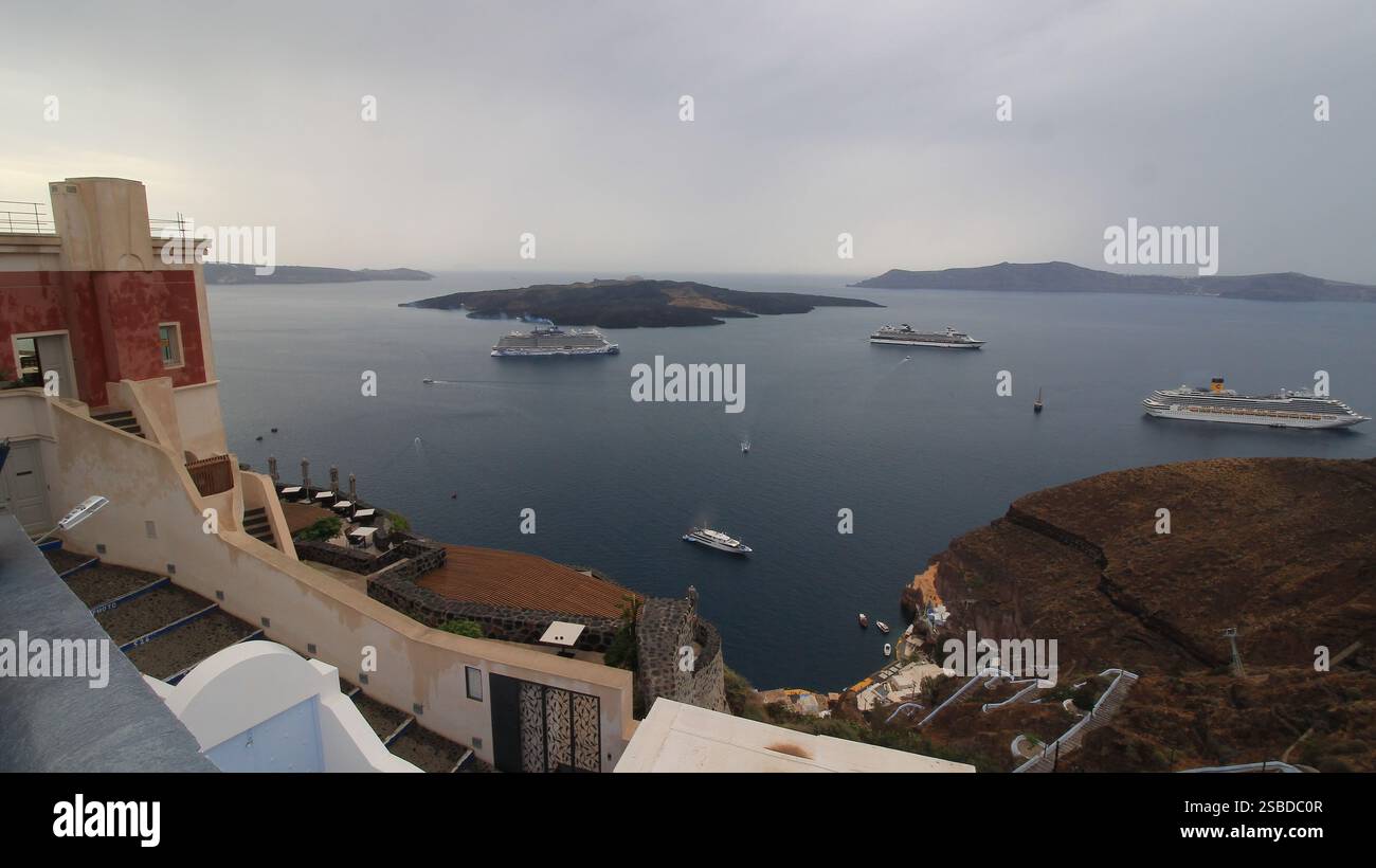 Santorini island,caldera,Fira capital,Aegean sea,Cyclades,Greece Stock ...