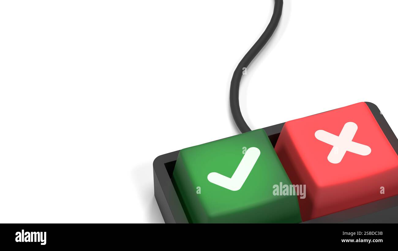 Choice concept. Keyboard with two keys - right and left arrow. Choosing ...