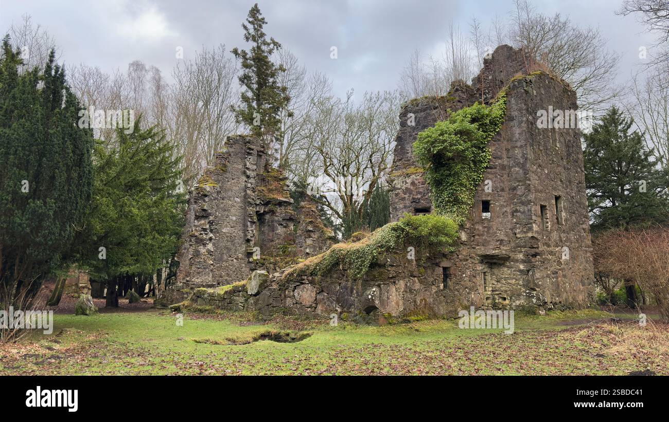 Finlarig Castle. Ancient Scottish ruin. Clan Campbell. Loch Tay in the ...