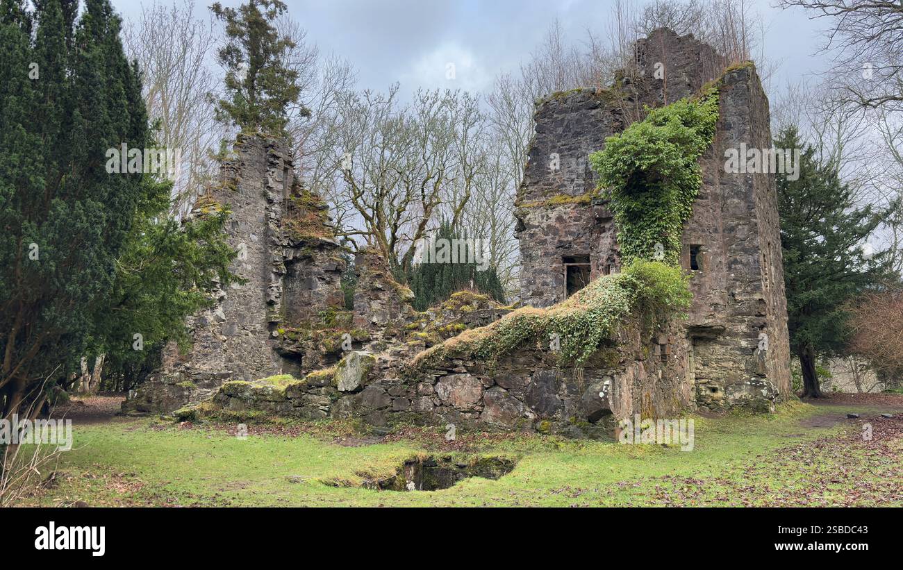 Finlarig Castle. Ancient Scottish ruin. Clan Campbell. Loch Tay in the ...