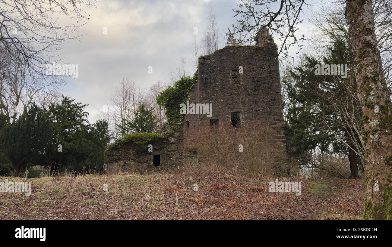 Finlarig Castle. Ancient Scottish ruin. Clan Campbell. Loch Tay in the ...