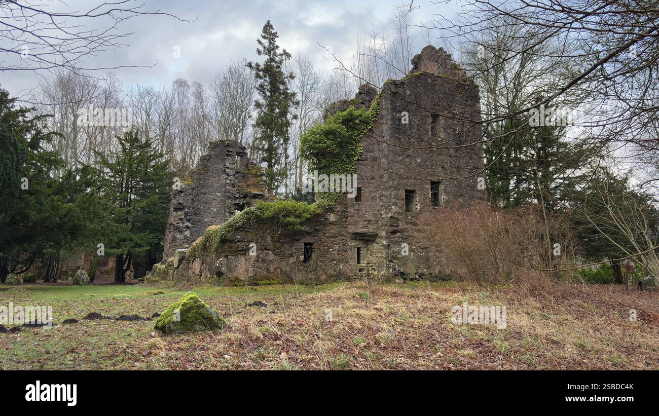 Finlarig Castle. Ancient Scottish ruin. Clan Campbell. Loch Tay in the ...