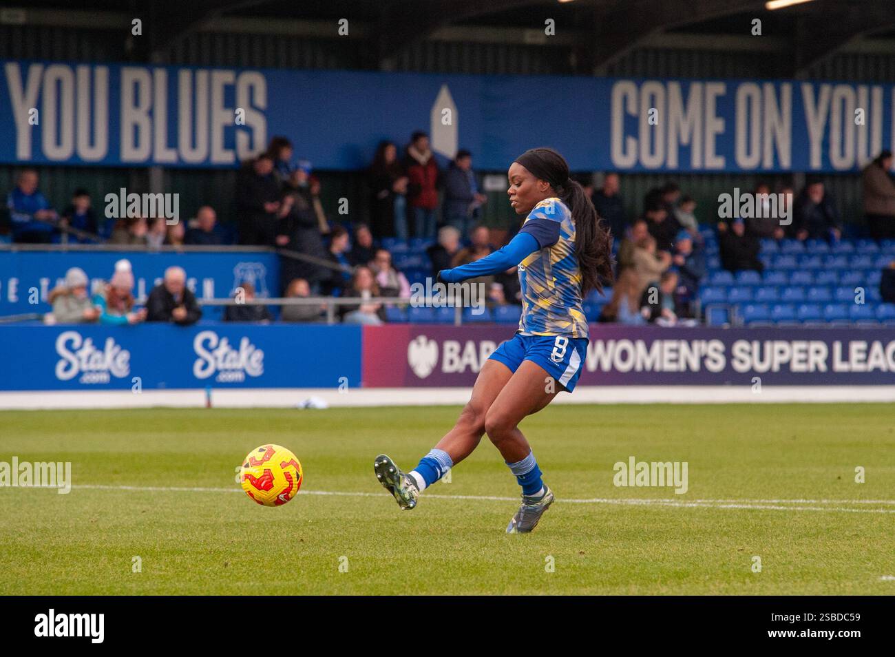 Liverpool, UK. 2nd Feb, 2025. Toni Payne (9 Everton) shoots at goal ...