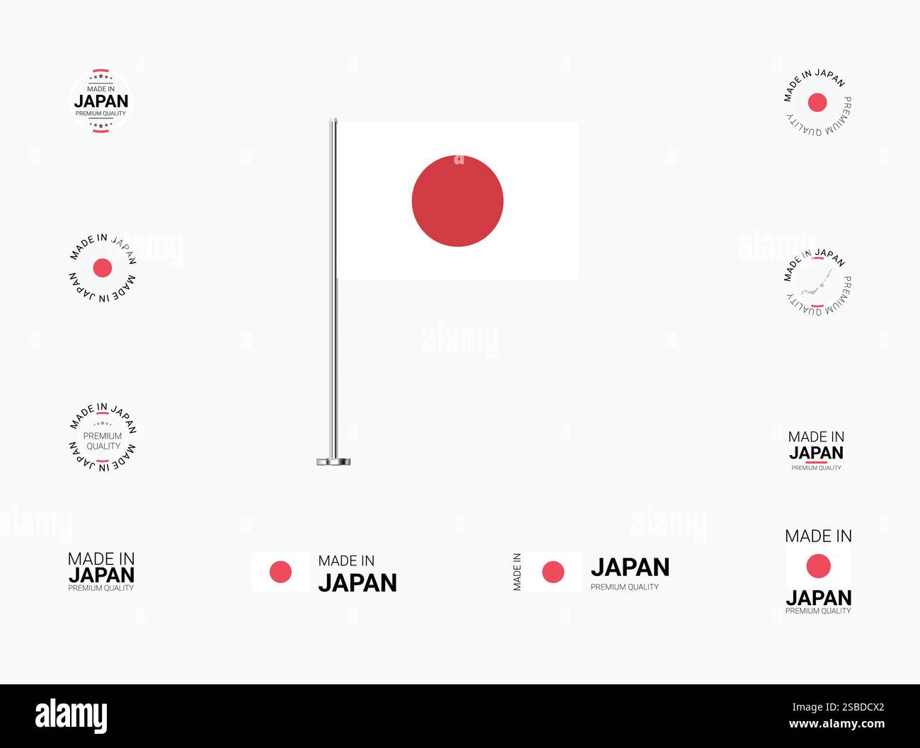 Made in Japan Stamps, Flag, Tags, labels, Seals, Icons. Creative ...