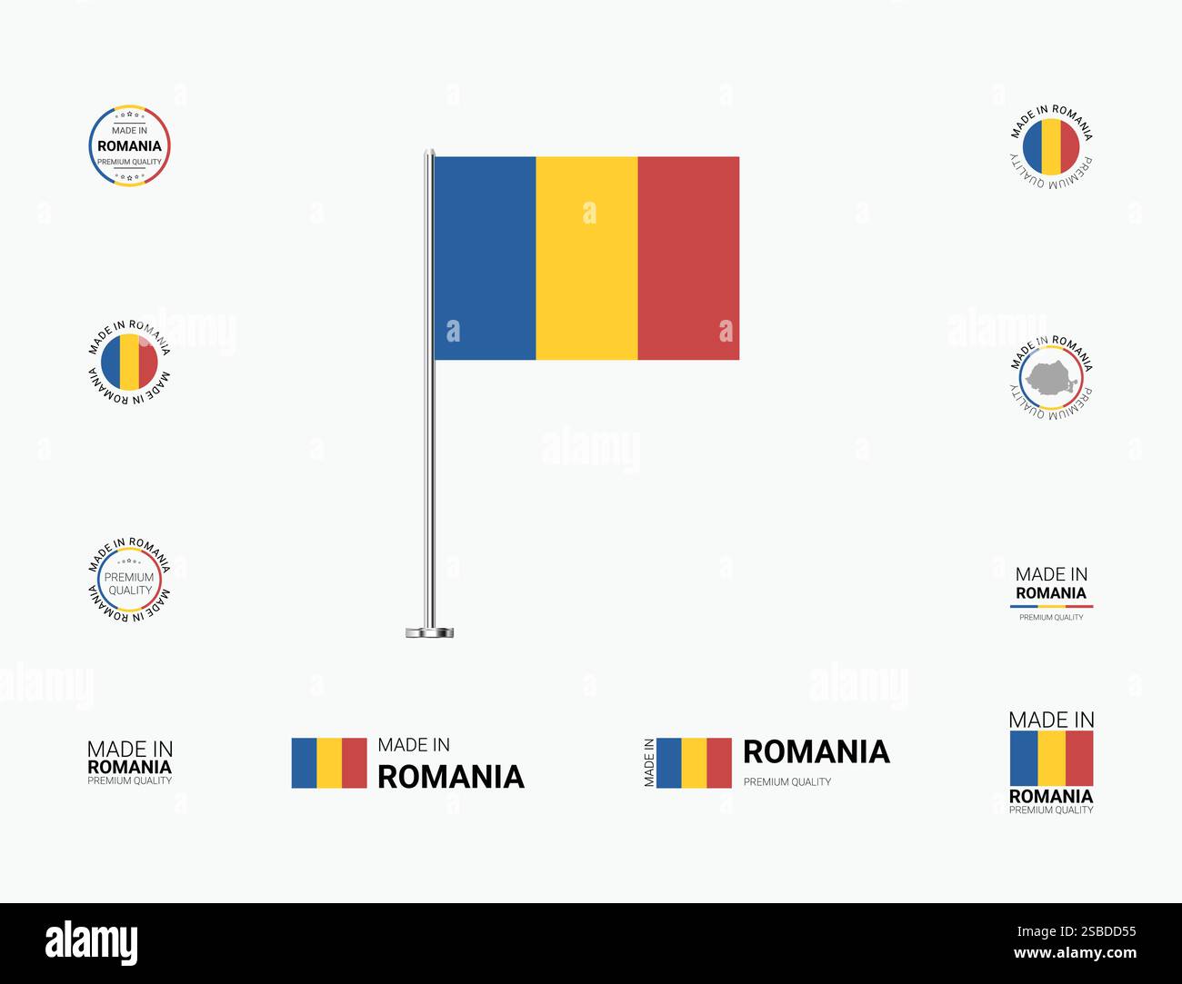 Made in Romania Stamps, Flag, Tags, labels, Seals, Icons. Creative ...