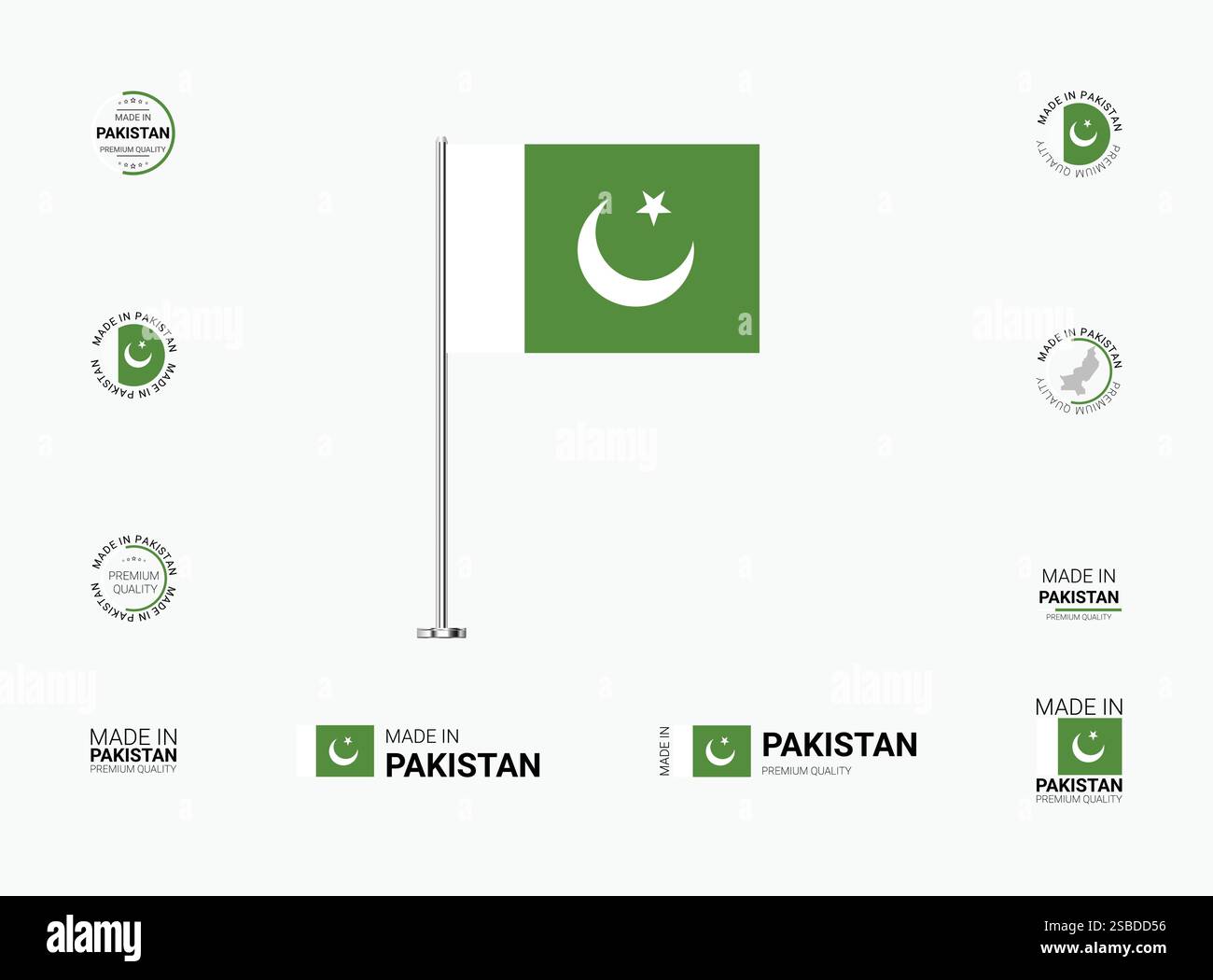 Made in Pakistan Stamps, Flag, Tags, labels, Seals, Icons. Creative ...
