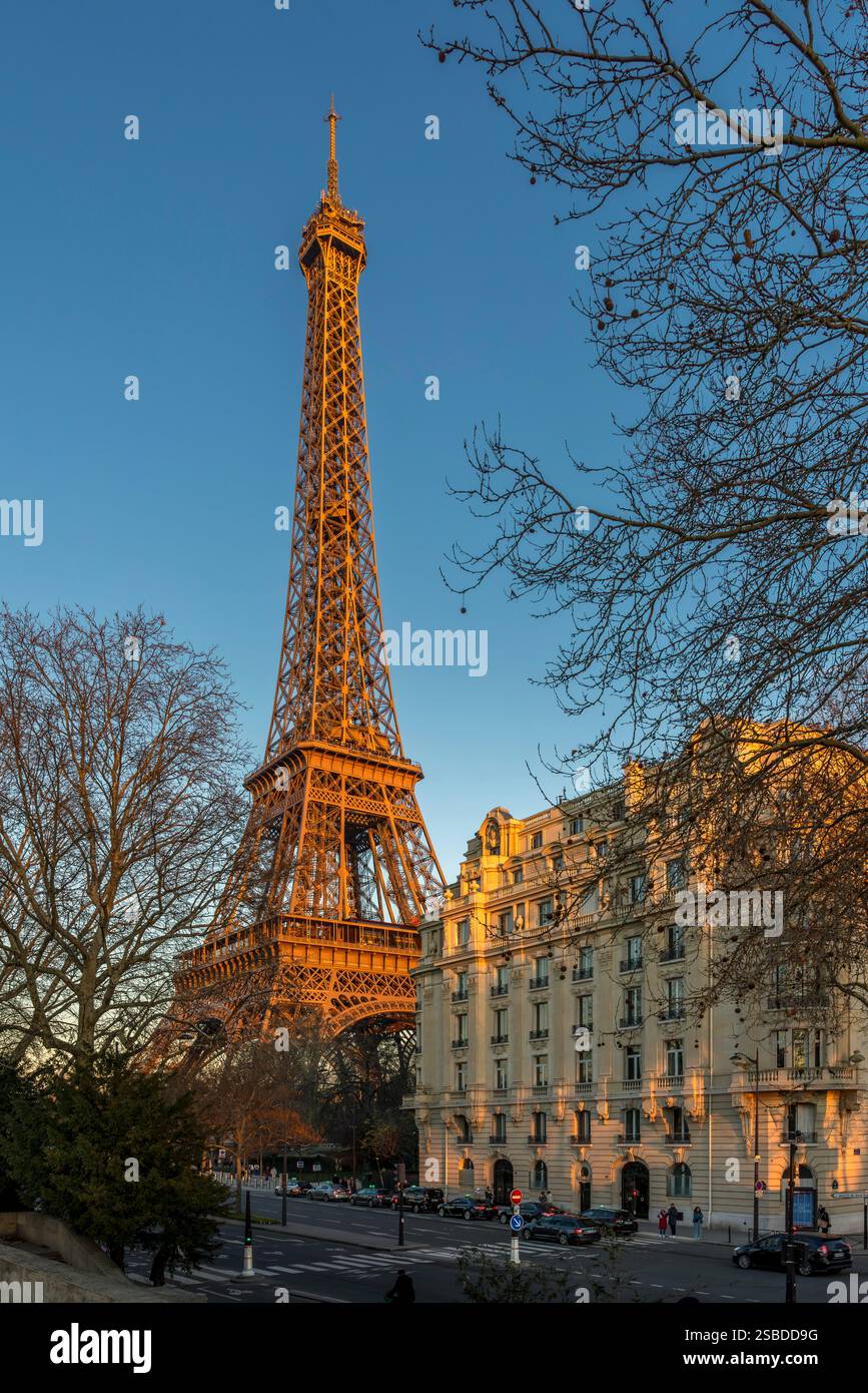 Paris, France - January 14, 2025: Nice view of the Eiffel Tower from an ...