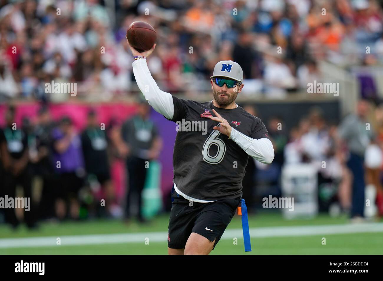 NFC quarterback Baker Mayfield, of the Tampa Bay Buccaneers, passes ...