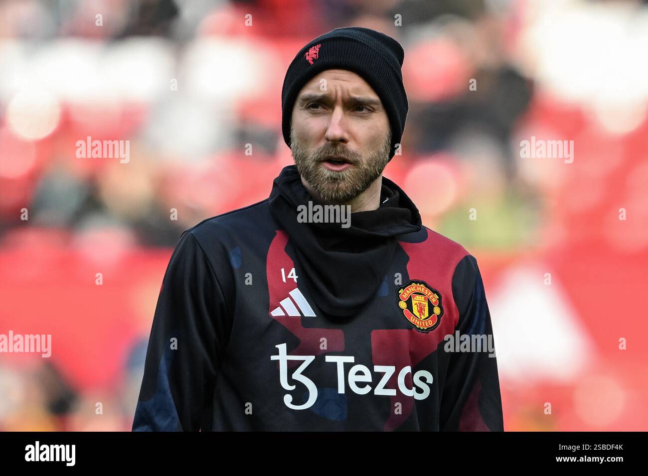 Manchester United midfielder Christian Eriksen (14) warms up ahead of ...