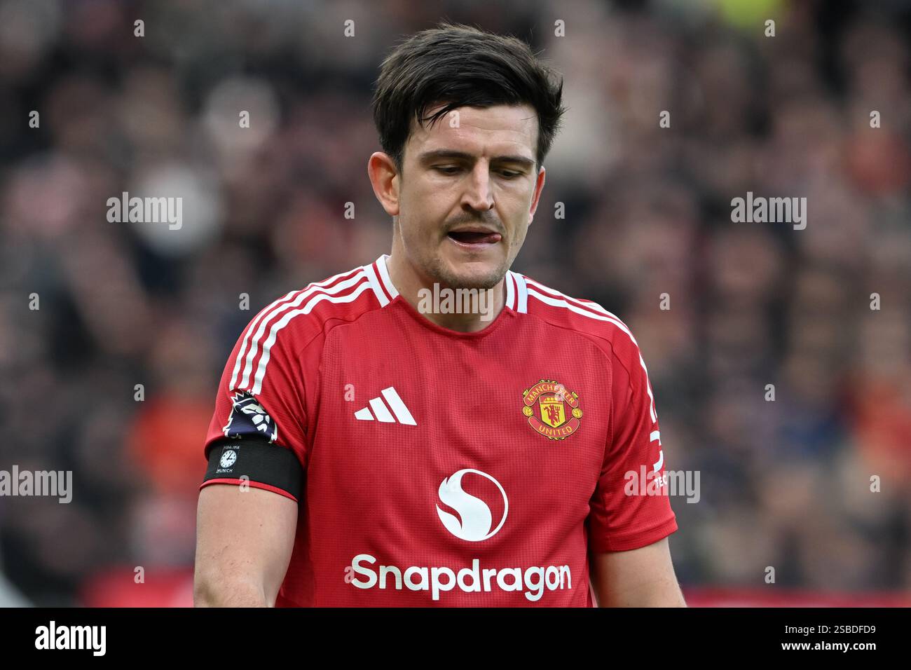 Manchester United defender Harry Maguire (5) reacts dejected during the ...