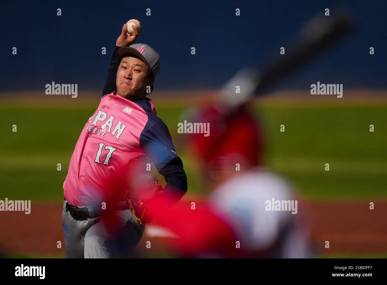 Japan pitcher Isaki Ninomiya pitches to Puerto Rico's Henry Ramos ...