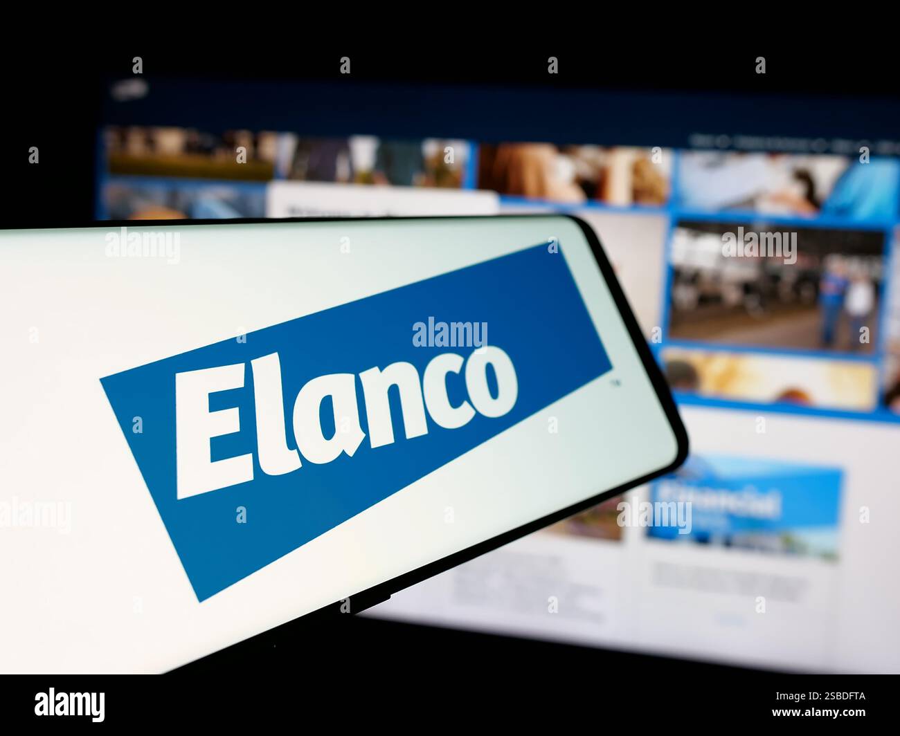 In this photo illustration, a cellphone with the logo of US pharma ...