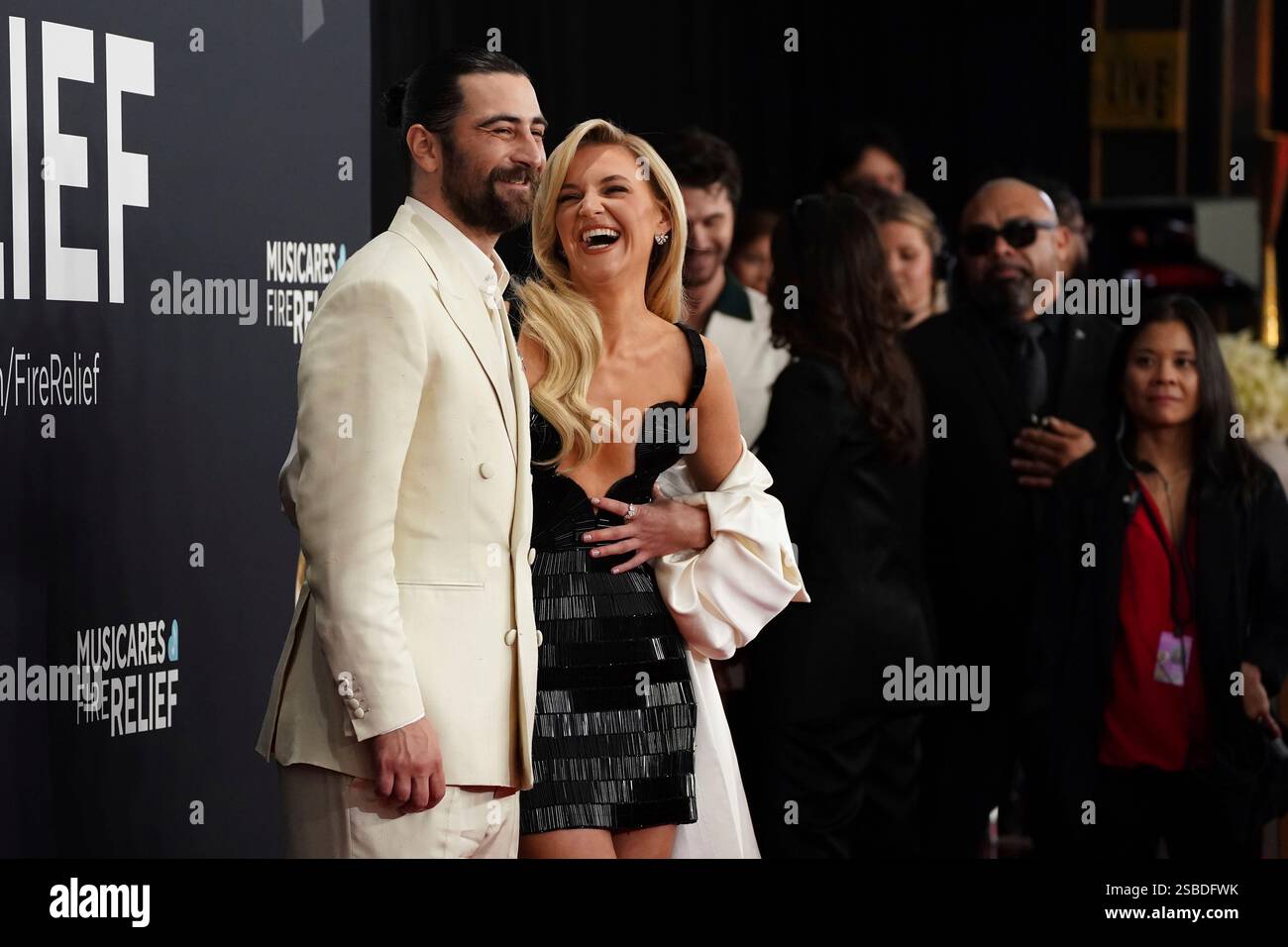 Noah Kahan, left, and Kelsea Ballerini arrive at the 67th annual Grammy ...