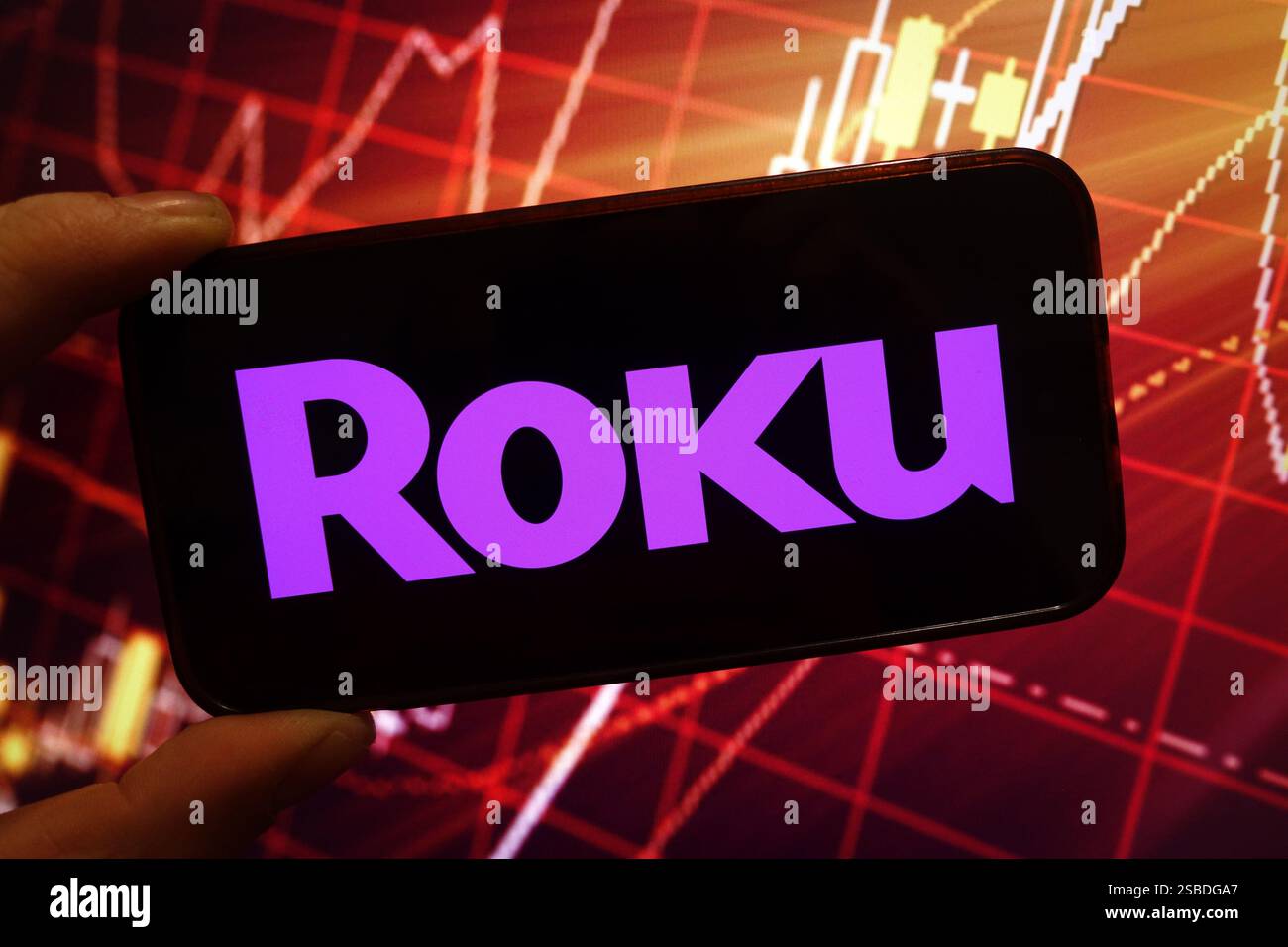 In this photo illustration, the Roku company logo is seen displayed on ...
