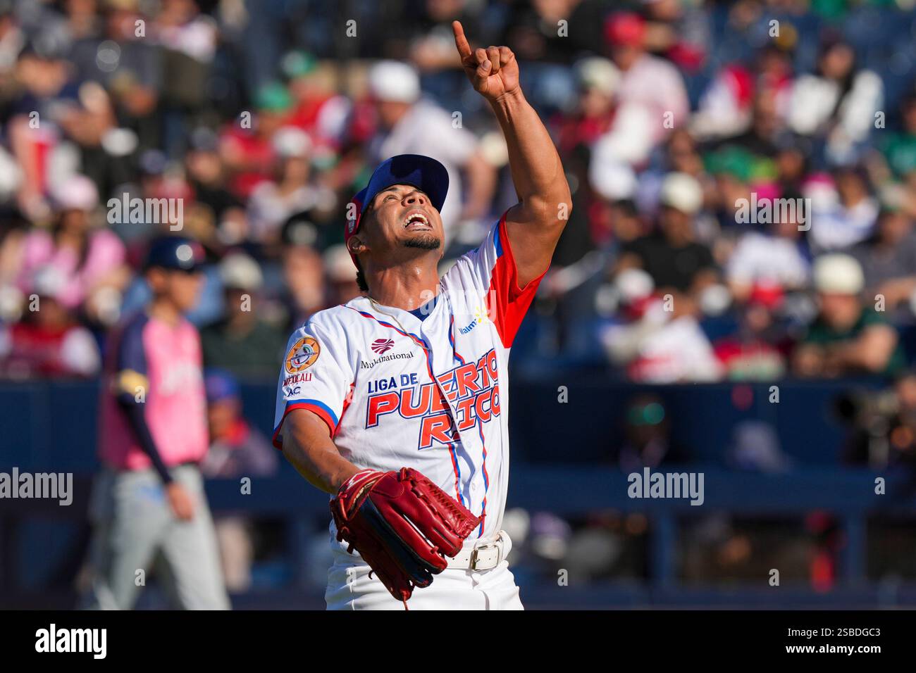 Puerto Rico pitcher Luis Leroy Cruz reacts after the fourth inning ...