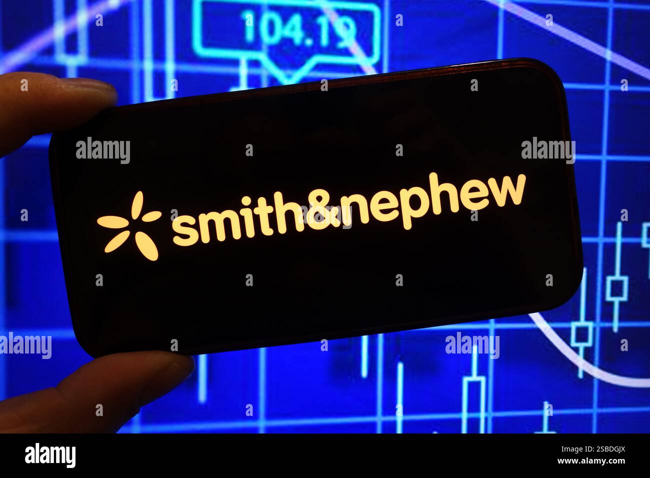 In this photo illustration, the Smith and Nephew plc company logo is ...