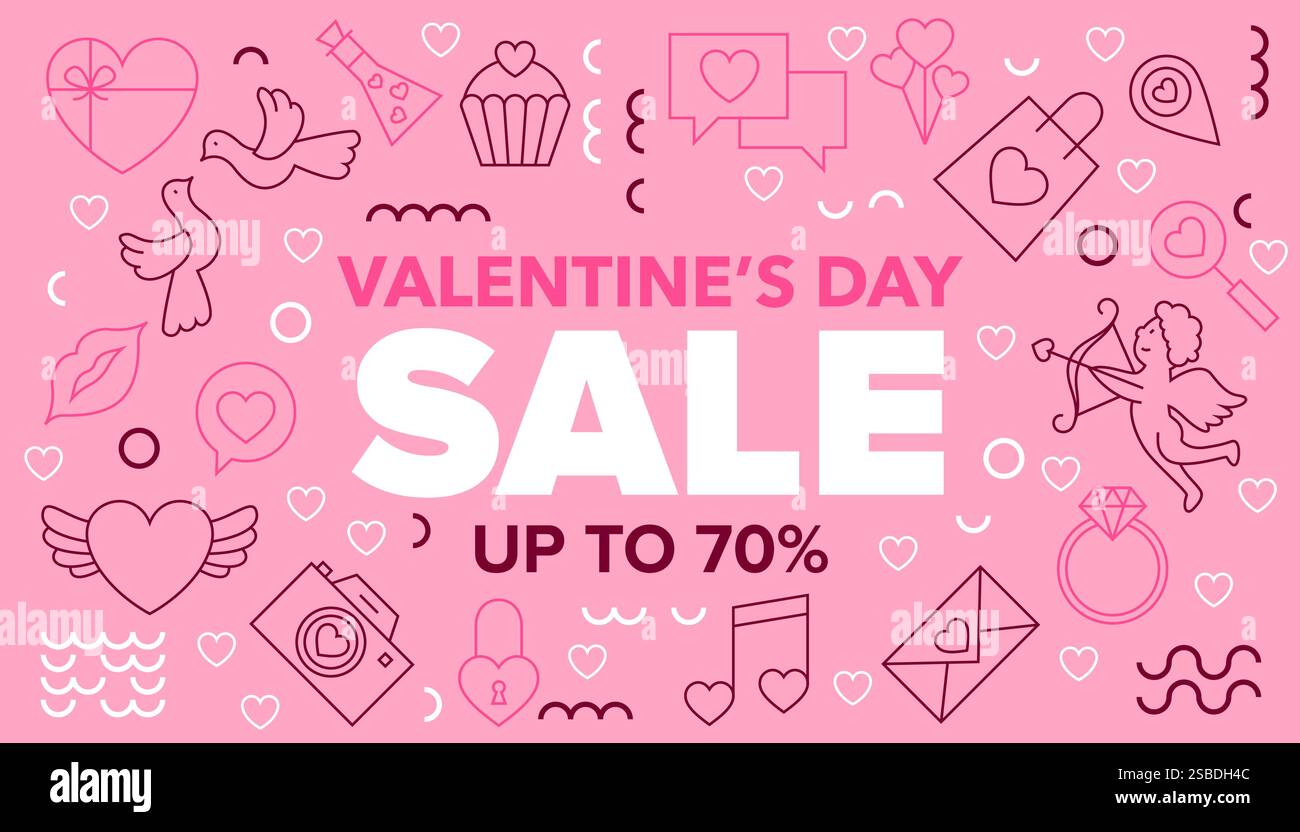 Happy Valentines Day Sale Line Banner Stock Vector Image & Art - Alamy