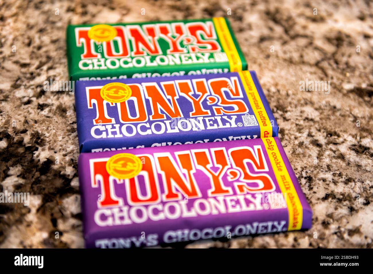 Avon, USA - January 26, 2023: Packaged three different milk chocolate ...