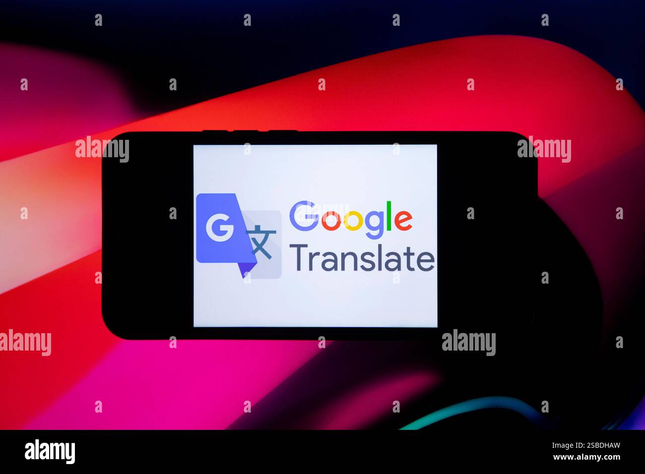 In this photo illustration, the Google Translate logo is seen displayed ...