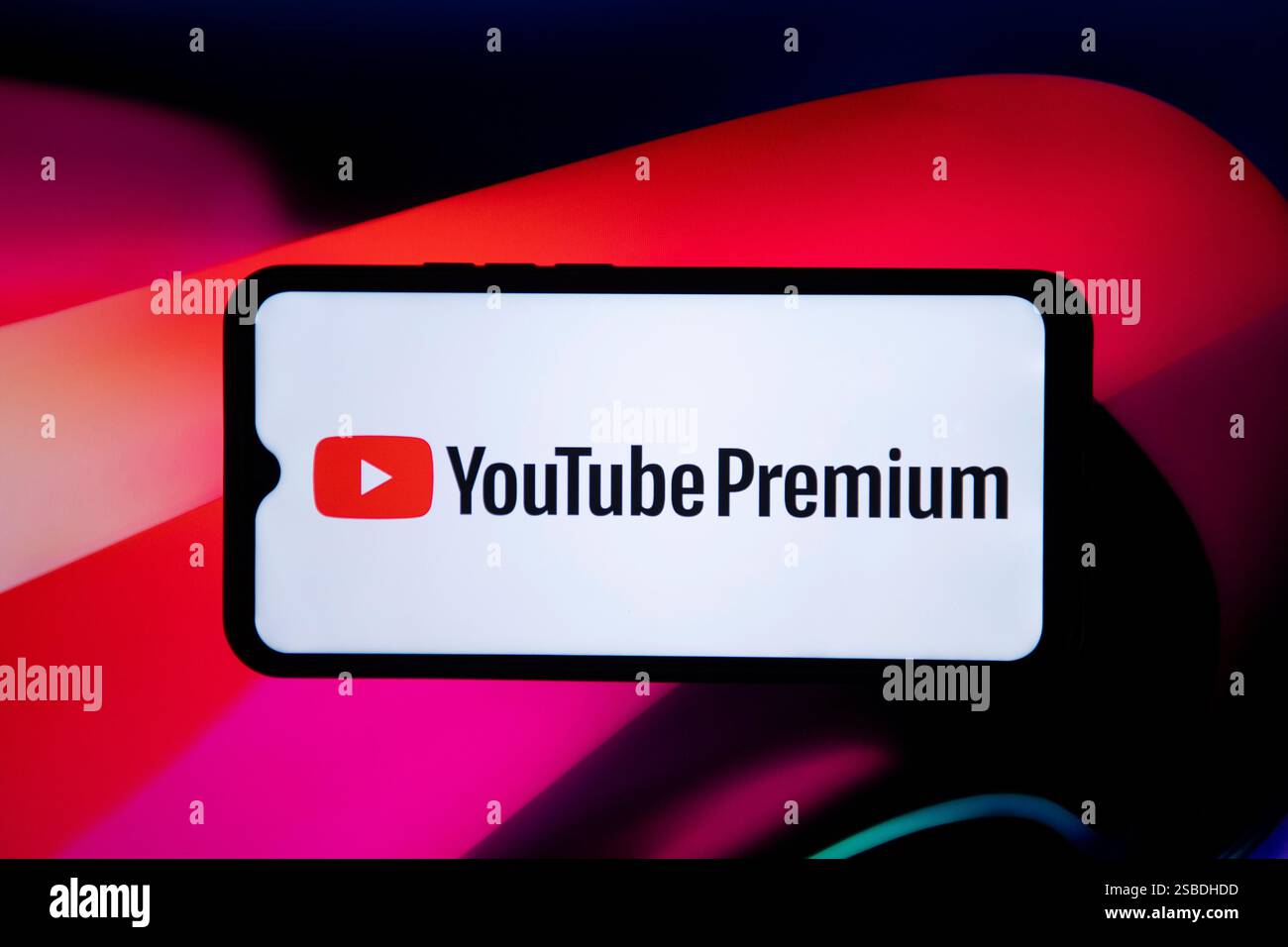 In this photo illustration, the YouTube Premium logo is seen displayed ...