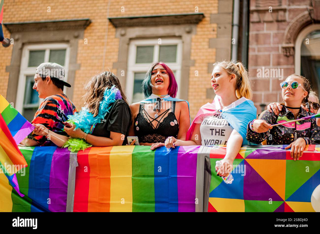 Girls on pride parade wagon Stock Photo - Alamy