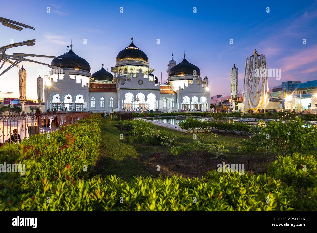 Aceh Grand Mosque, Baiturrahman Grand Mosque at sunset. A landmark in ...