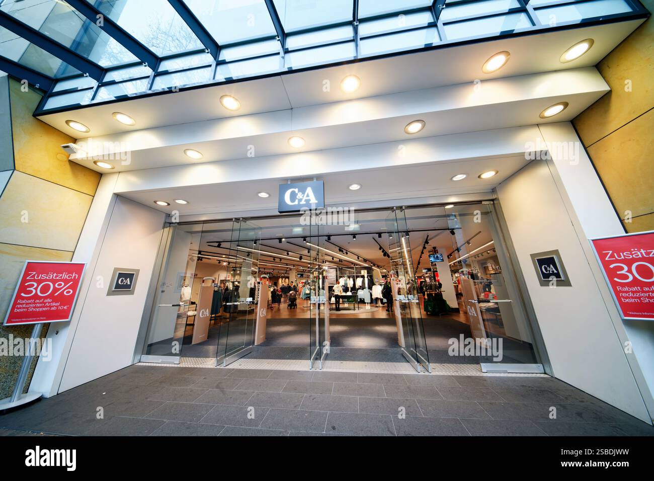 Cologne, Germany January 31 2025: red discount advertising signs at the ...