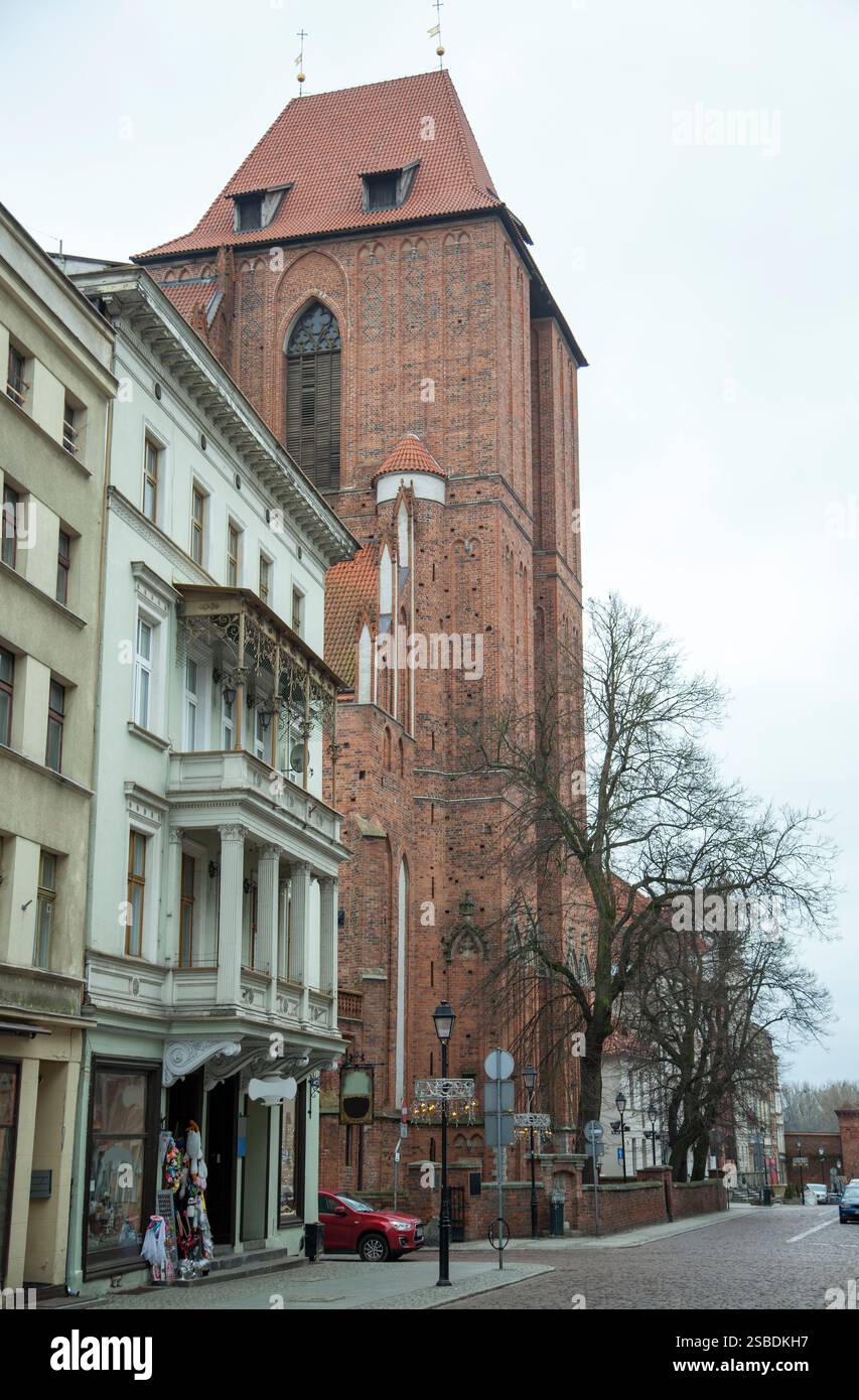 The Winter view of an empty Torun old town street with 15th century ...