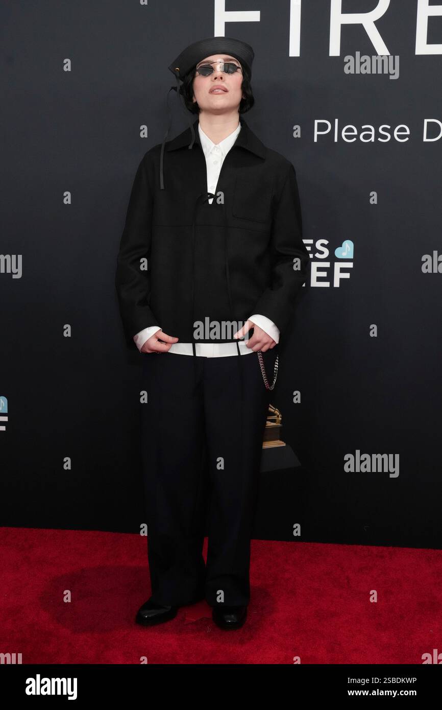 Billie Eilish arrives at the 67th annual Grammy Awards on Sunday, Feb. 2, 2025, in Los Angeles ...