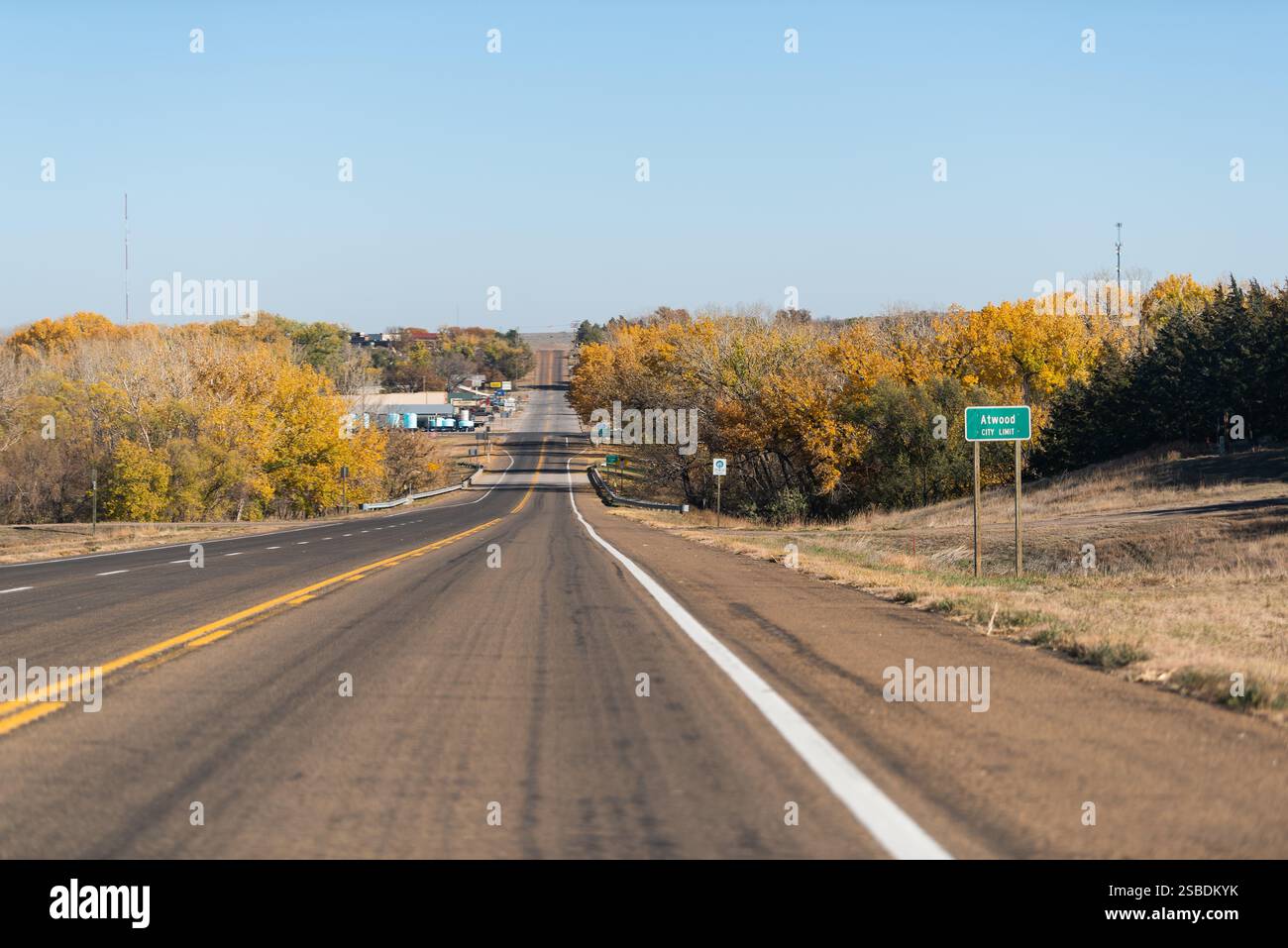 Atwood, USA - November 1, 2022: Small city in Kansas street sign ...