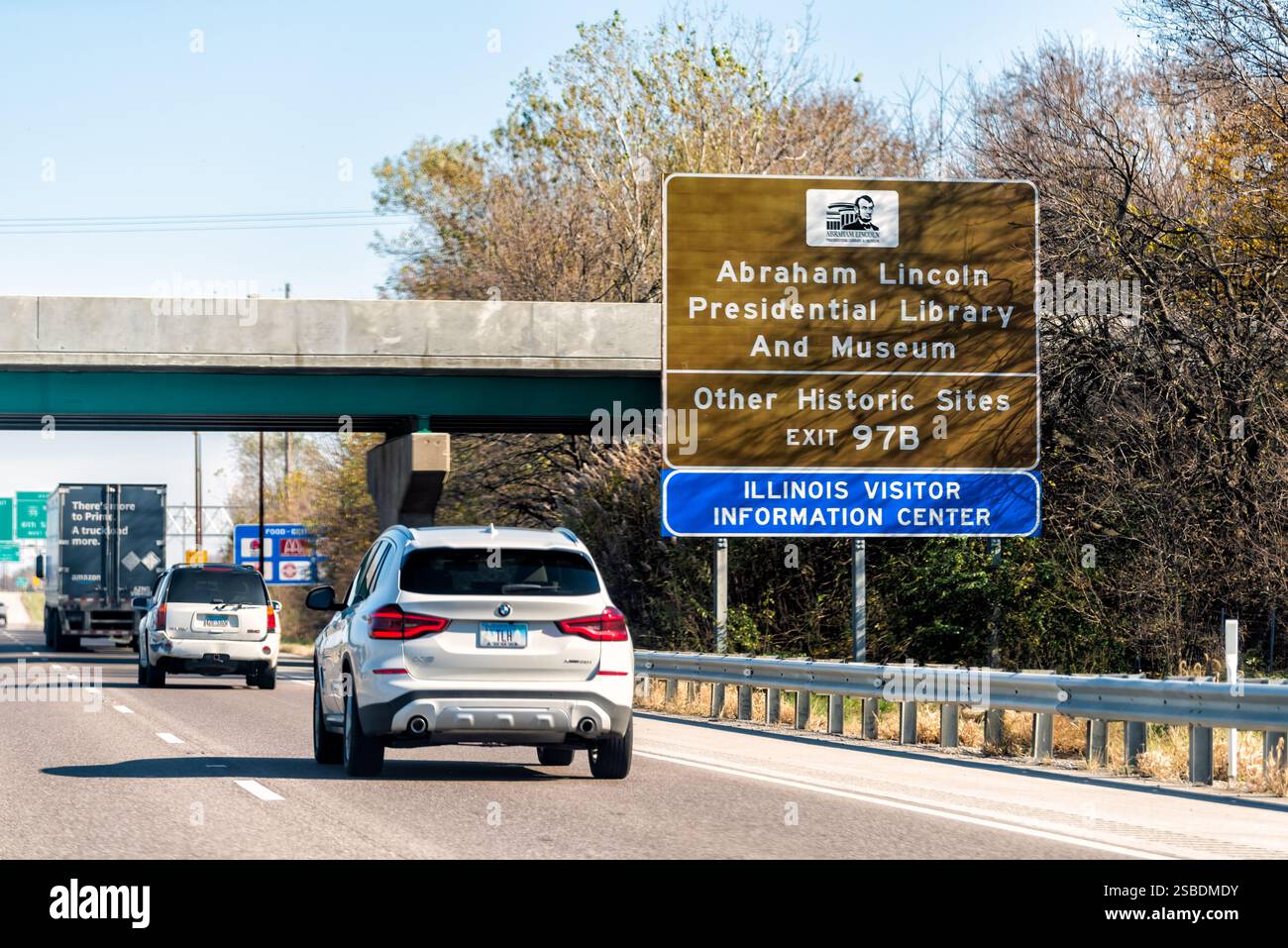 Springfield, USA - November 2, 2022: Interstate 72 highway road driving ...