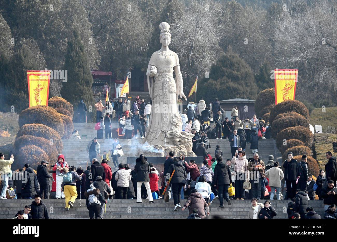 HANDAN, CHINA - FEBRUARY 2, 2025 - Tourists burn incense and pray for ...