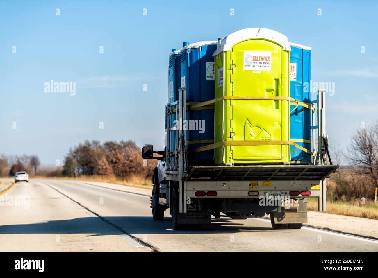 Monticello, USA - November 2, 2022: Highway road in Illinois with tow ...
