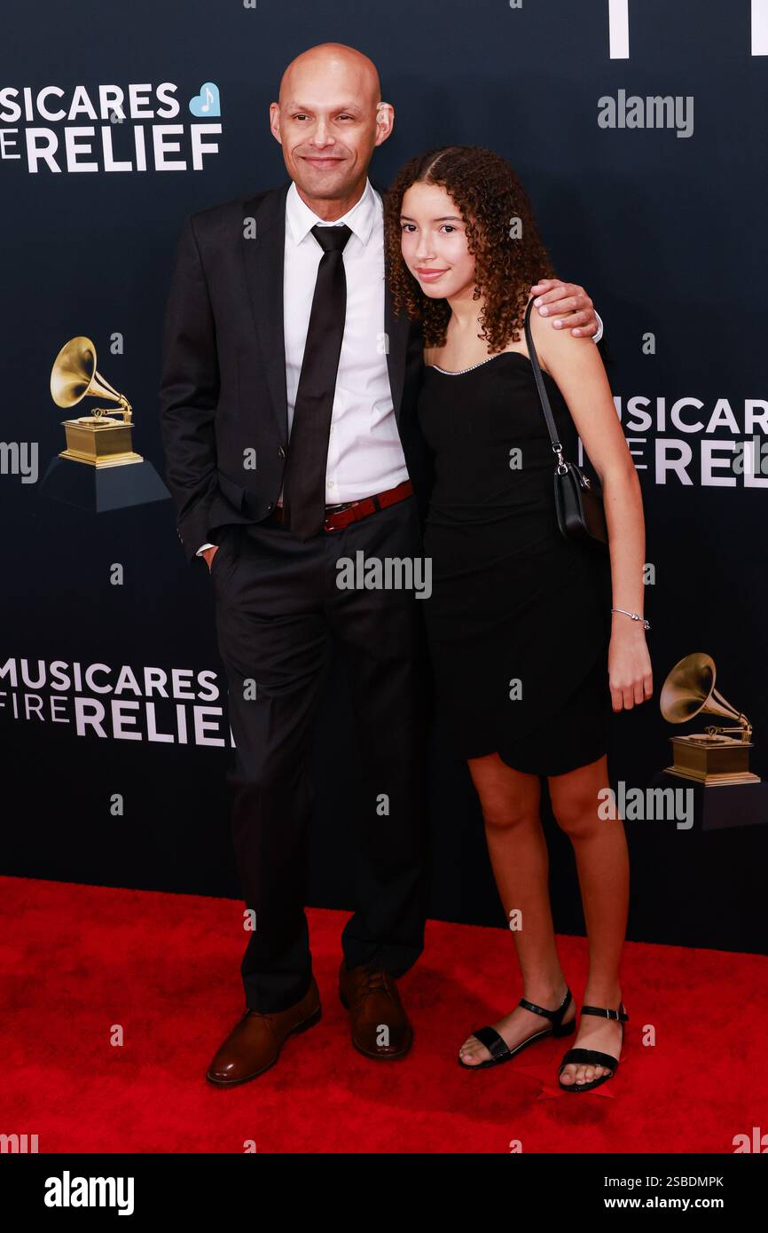 Los Angeles, USA. 02nd Feb, 2025. Miguel Zenon and Elena Zenon walking ...